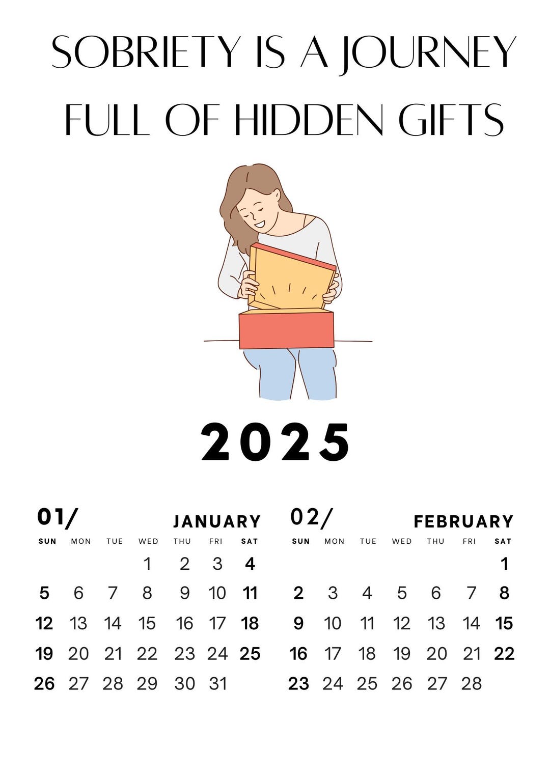Printable Inspirational Sober Mom Calendar for 2025 - Etsy