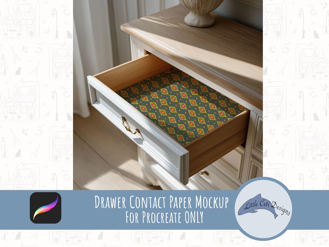 Realistic Drawer Liner Procreate Mockup, Contact Paper Mock-up, Design ...