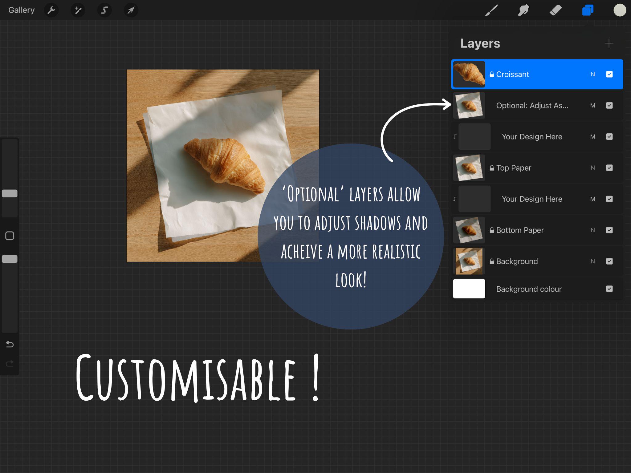 Realistic Food Wrap Procreate Mockup, Pastry & Baking Paper, Bakery ...