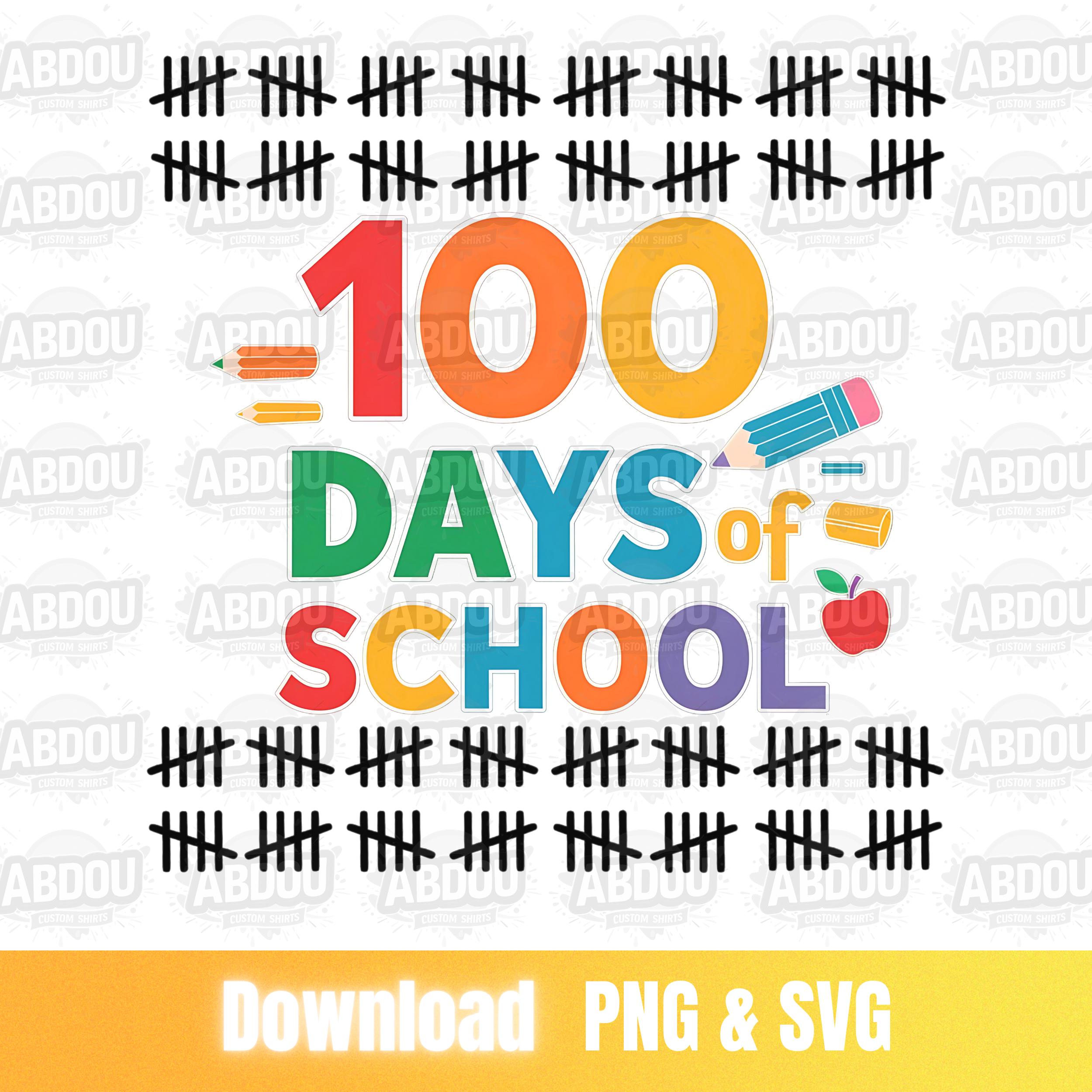 100 Days of School Design – Printable PNG, SVG (digital Download) - Etsy