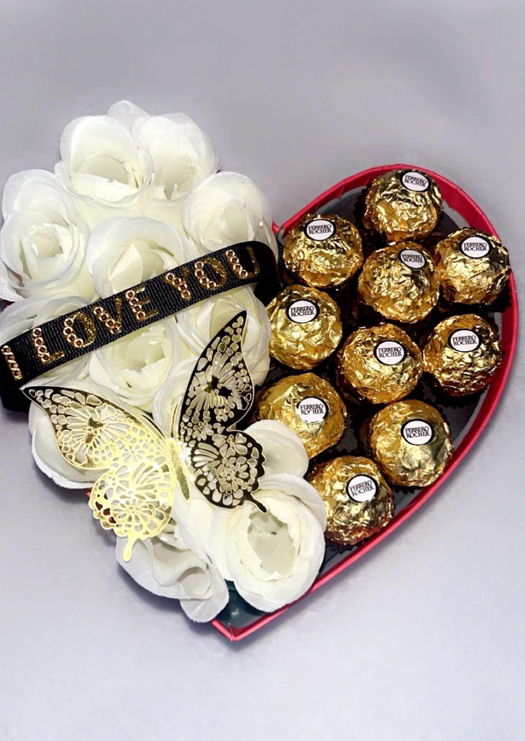 Personalized Luxury Gift Box Ferrero Rocher Artificial Roses With ...