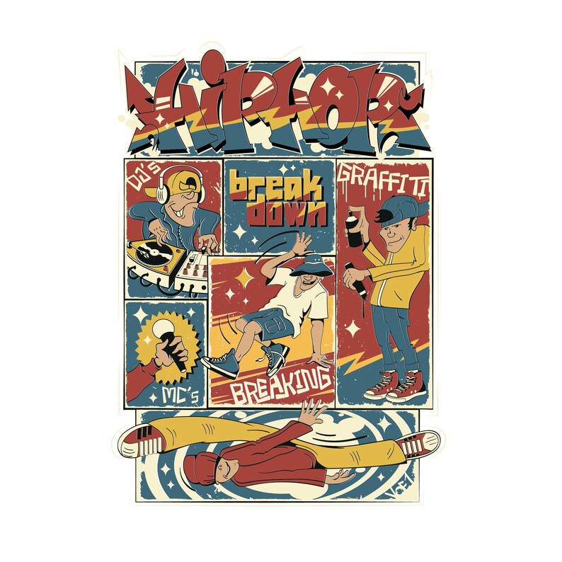Vector Hip Hop Illustration, Vector Graphics for T-shirts, Vector ART ...