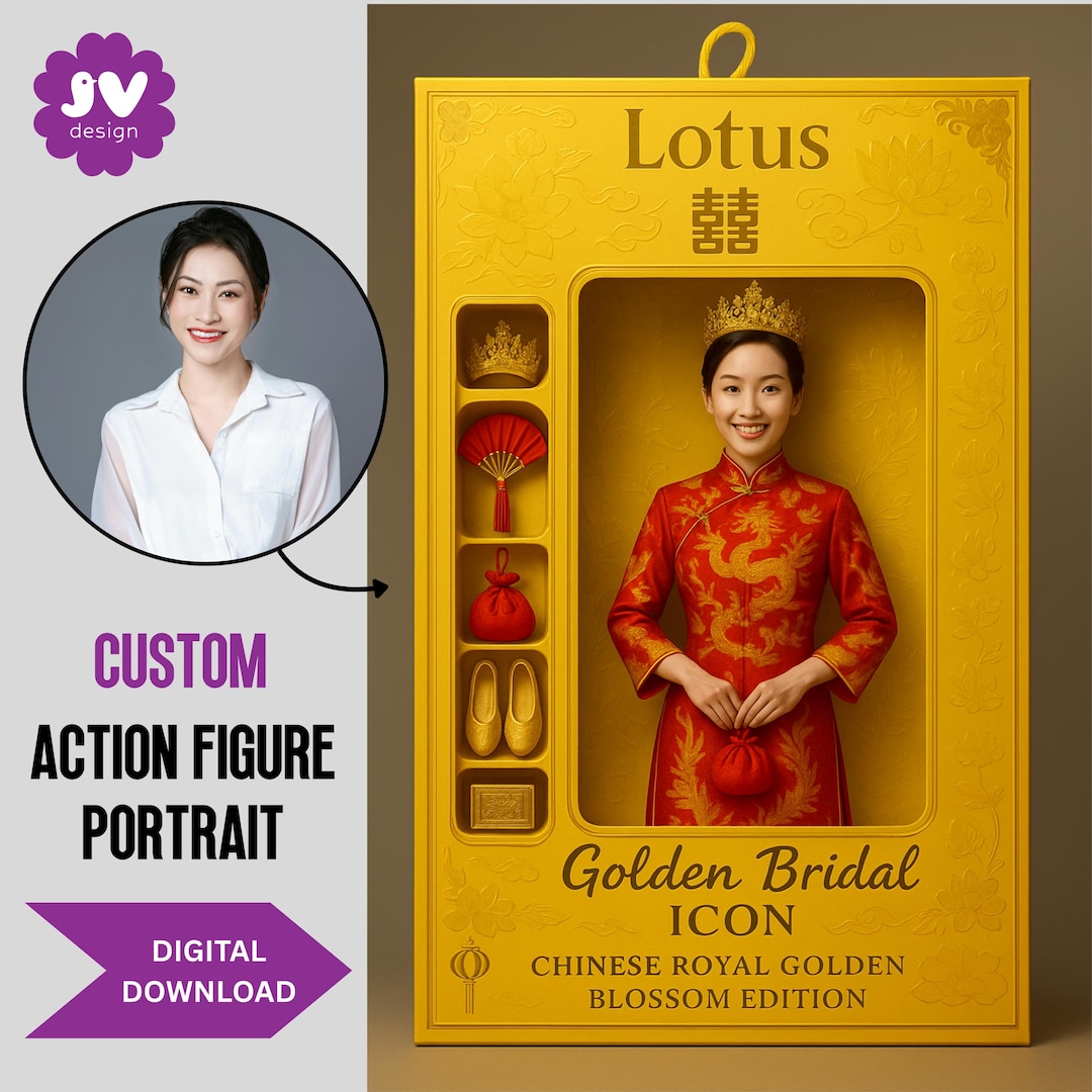 Custom Chinese Bride Action Figure From Photo, Personalized Digital Art ...