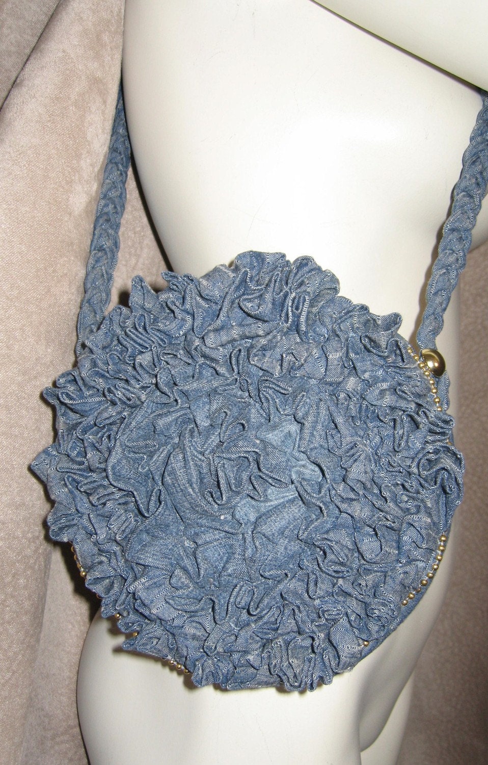 Ruffle Denim Purse Cross Body Shoulder Style..brand New Denim ...