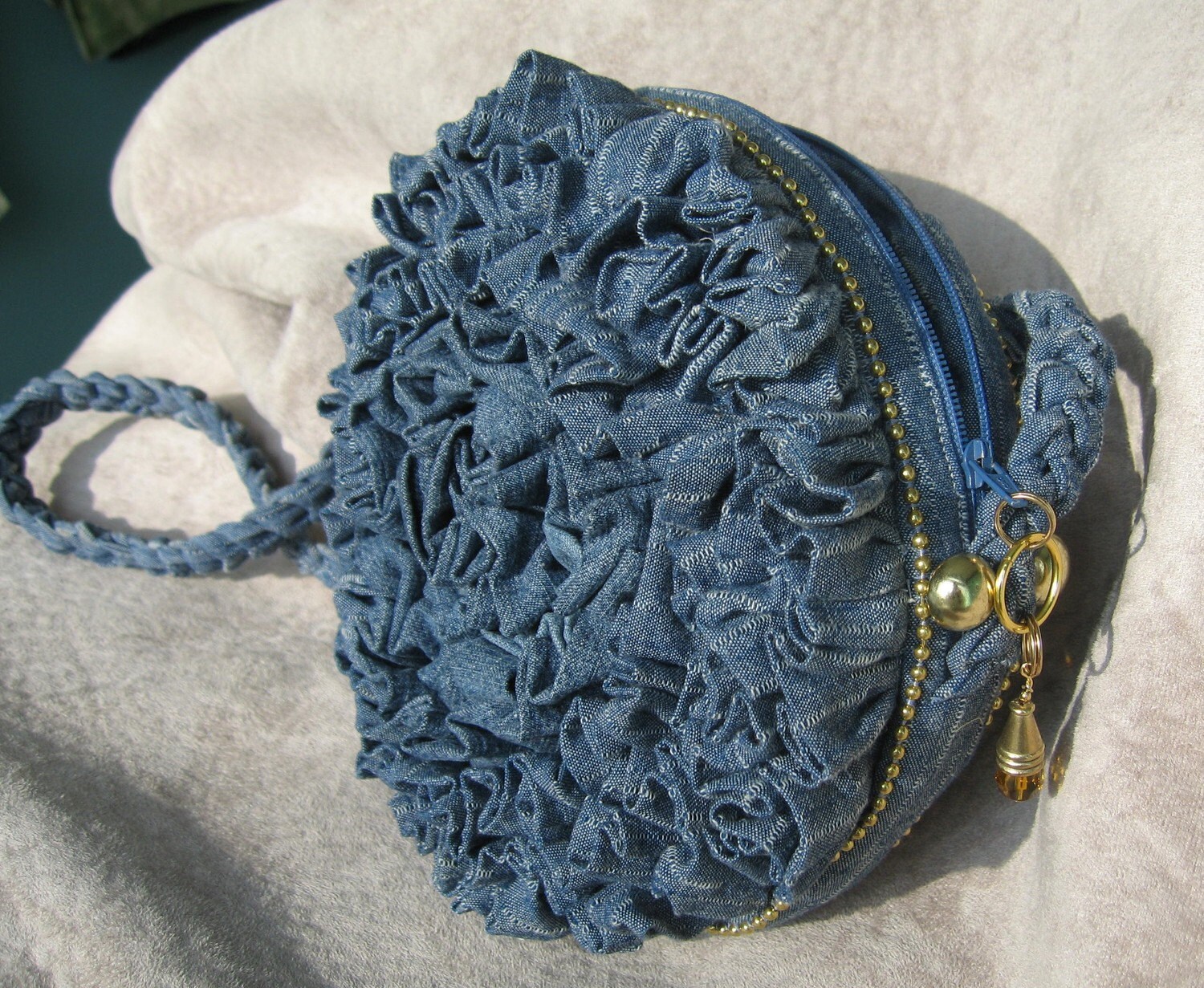 Ruffle Denim Purse Cross Body Shoulder Style..brand New Denim ...
