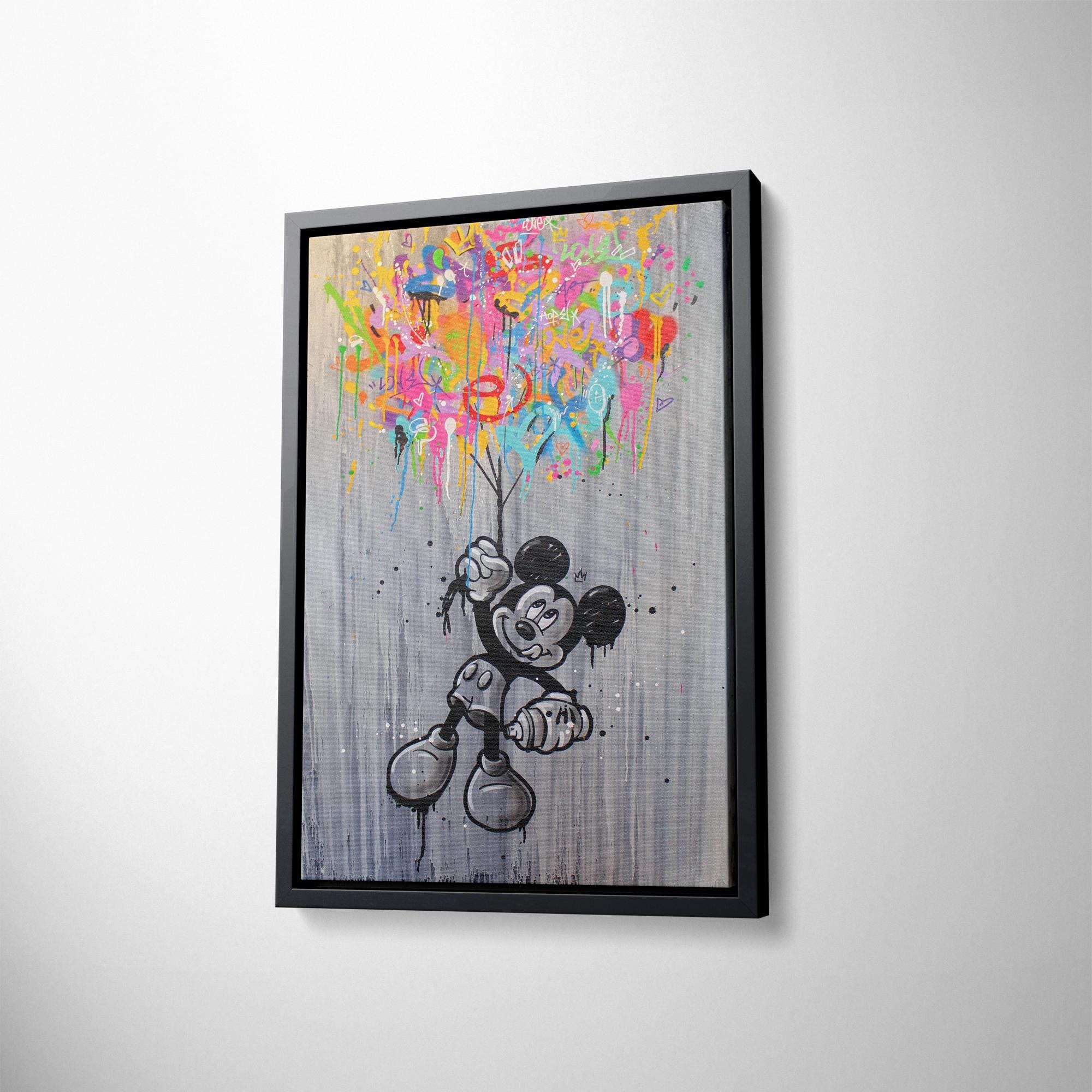 Banksy Style Baloon Mickey Mouse Graffiti Pop Art Canvas, Banksy Style ...