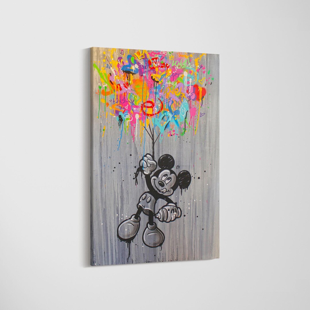 Banksy Style Baloon Mickey Mouse Graffiti Pop Art Canvas, Banksy Style ...