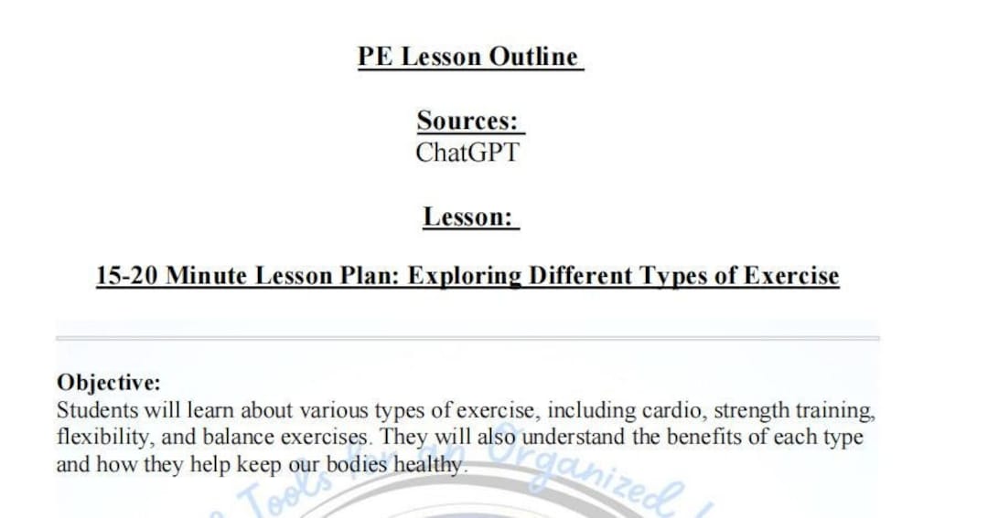 Digital PE Lesson Plan: Exploring Types of Exercise for Elementary ...
