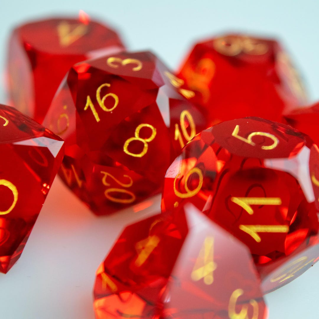 Ruby Red Victorian Glass Dice Set | Real Glass Dice for Dungeons ...