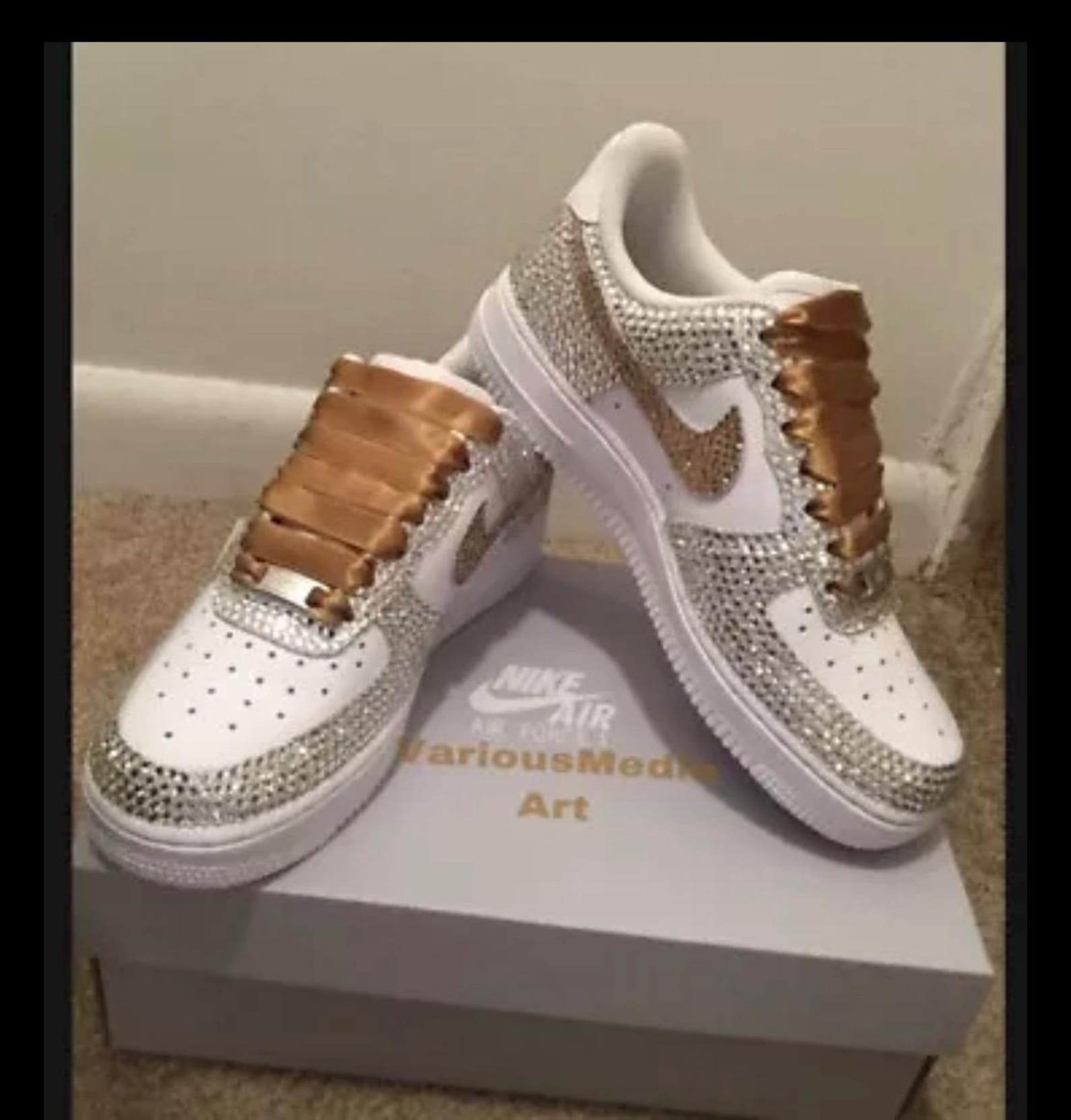 Handmade Custom Bling Air Force Ones White Gold With Bling - Etsy