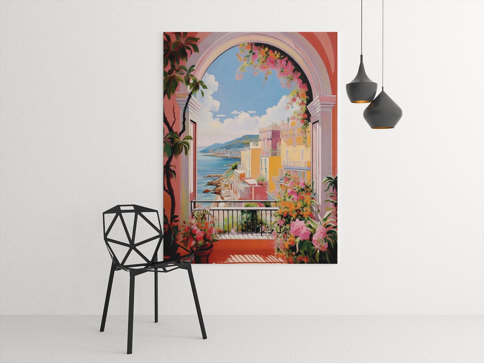 Coastal Reverie Digital Wall Art - Mediterranean Balcony Printable ...