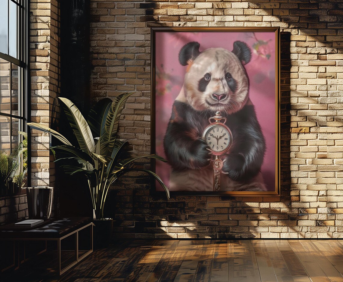 Timeless Luxe Wall Art - Panda With Pocket Watch Digital Printable ...