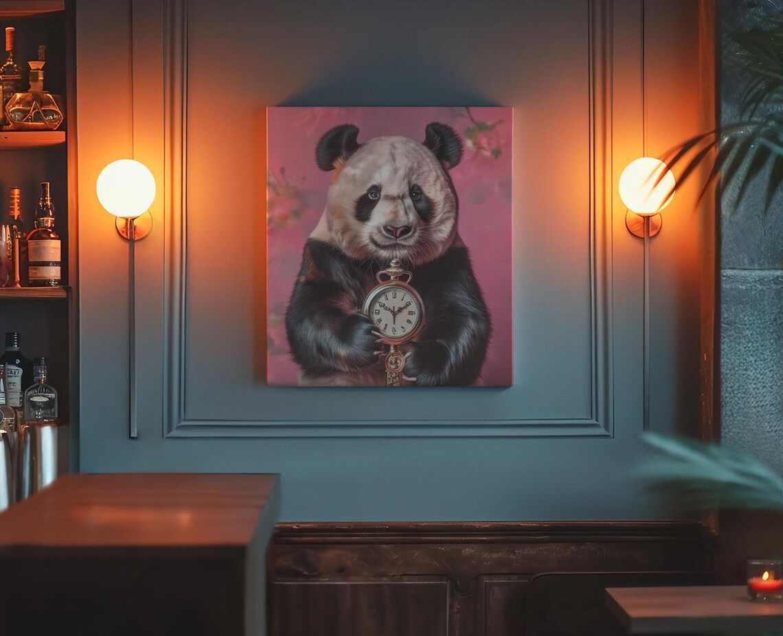 Timeless Luxe Wall Art - Panda With Pocket Watch Digital Printable ...
