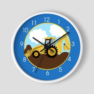 Construction Backhoe Digger Boys Room 10-inch Nursery Clock / Boys Room ...