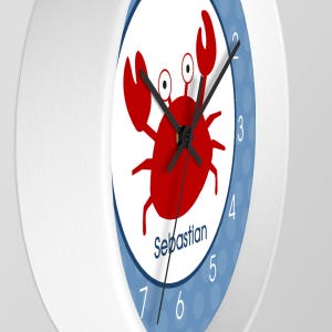 Red Crab With Blue Border Under the Sea Nursery Wall Clock / Crab ...