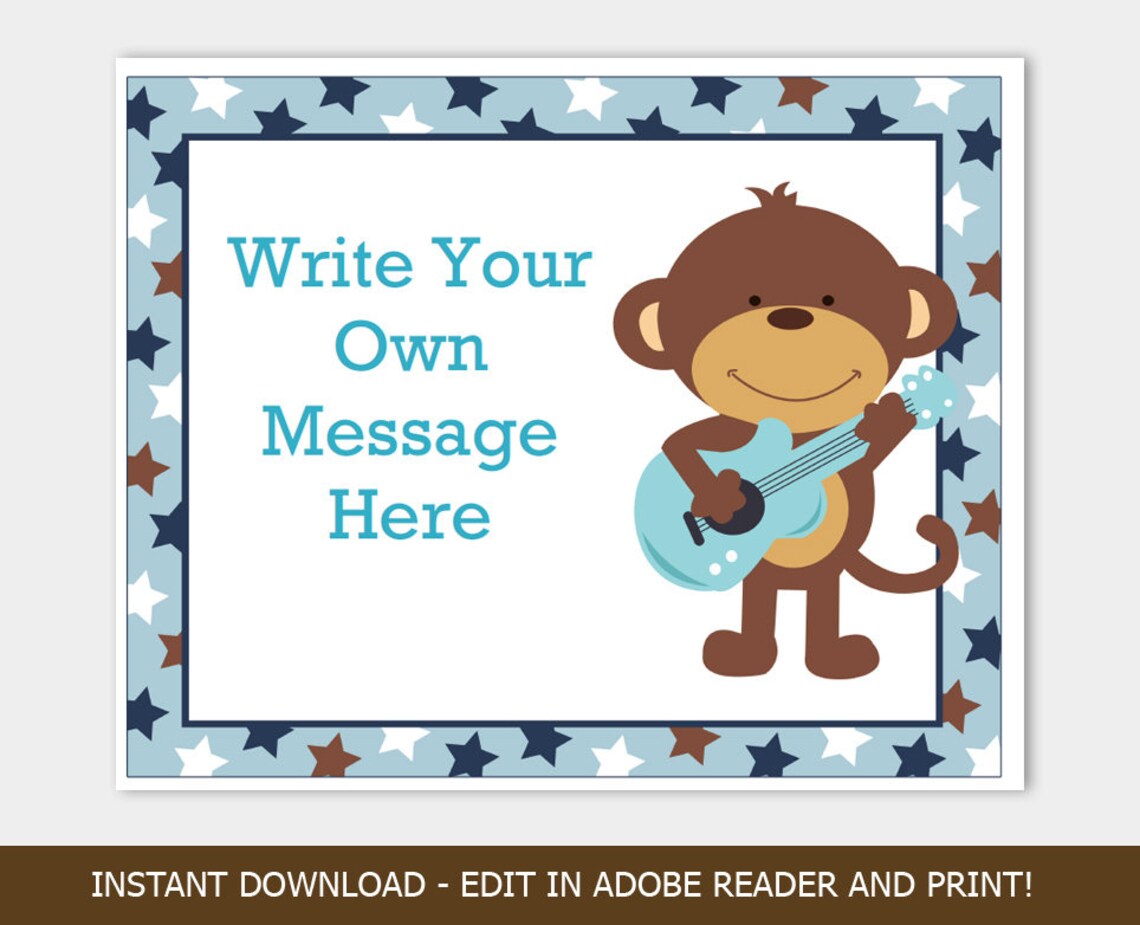 Rock Star Monkey Boy Baby Shower Welcome Sign / Monkey Baby | Etsy