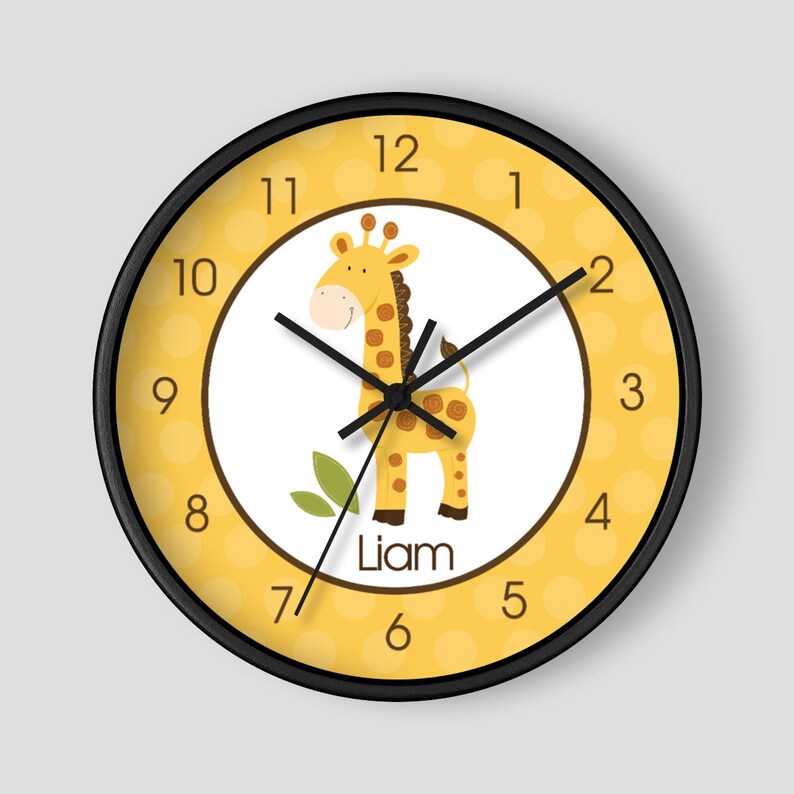 Yellow Giraffe Print Jungle Safari 10-inch Nursery Wall Clock / Cute ...