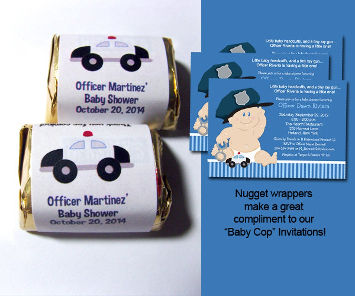 Police Car or Baby Cop / Police Baby Shower Nugget Candy Wrapper ...