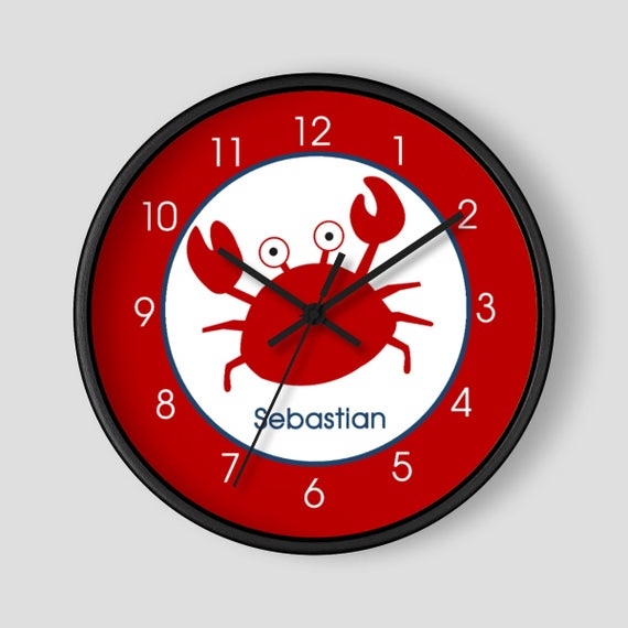 Under the Sea Red Crab Personalized 10-inch Wall Clock / Red Crab ...