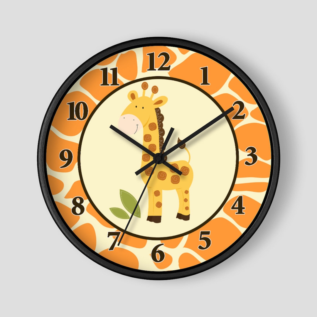 Giraffe Wall Clock, Kids Jungle Safari Room Baby Nursery Boy Clock Girl ...