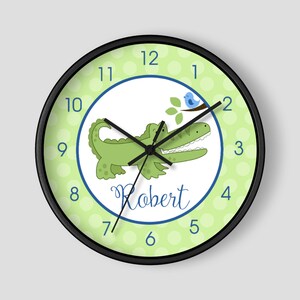 Alligator or Crocodile With Blue Bird on a Green Background Boys ...