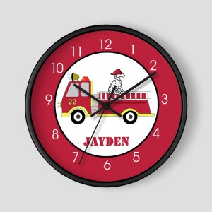 Fire Engine Firefighter Firetruck Boys Room Wall Clock, Firetruck ...