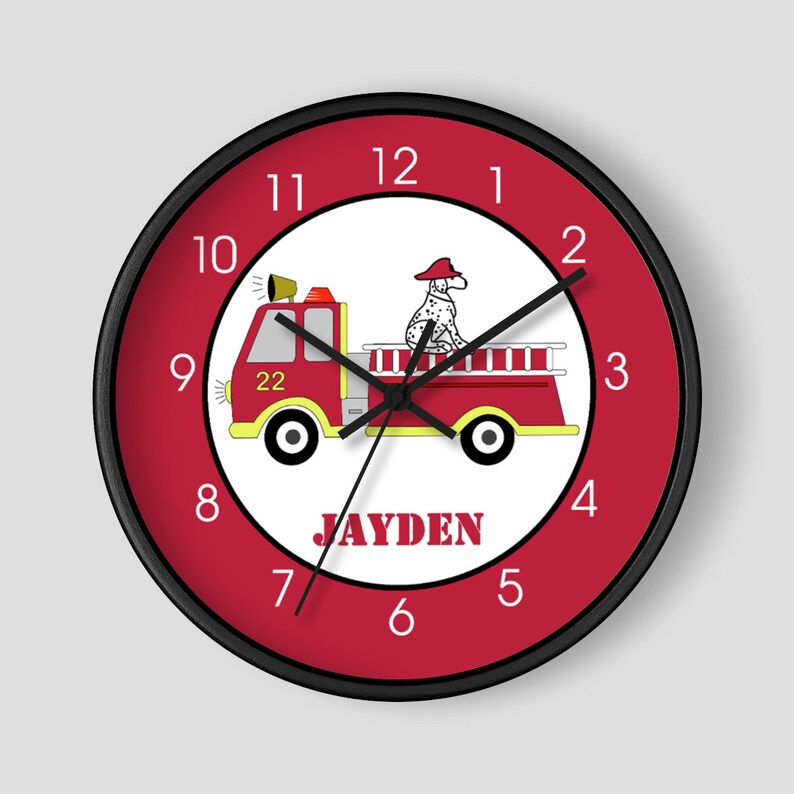 Fire Engine Firefighter Firetruck Boys Room Wall Clock / | Etsy