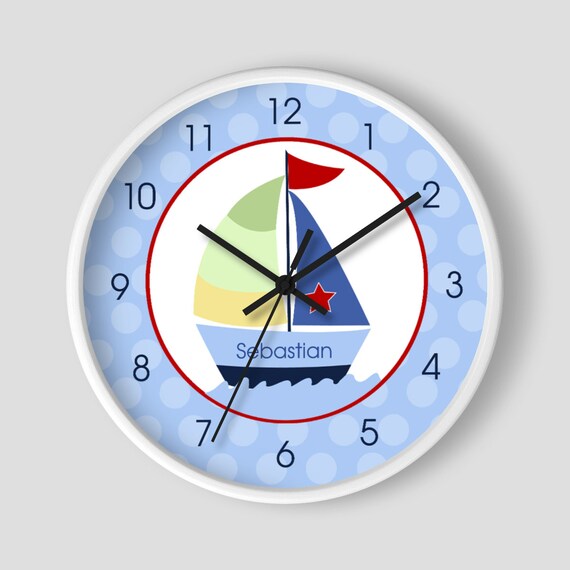 Sailboat Navy, Red, Green, Yellow Nautical Sailing Baby nursery 10 ...