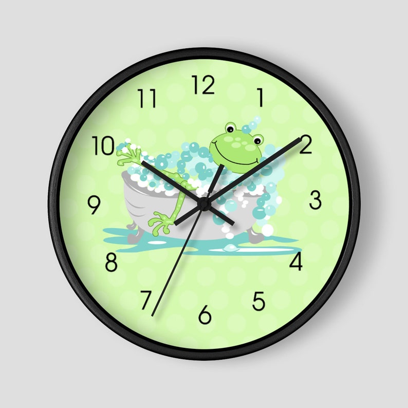 Green Frog in Tub Child's Bathroom Clock / Frog Bathroom Decor / Kids ...