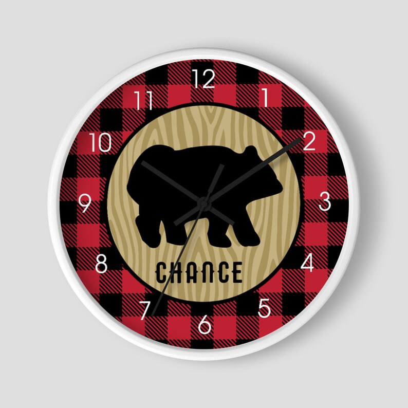 Black Bear Buffalo Plaid Lumberjack Pattern Rustic Hunter Wall - Etsy