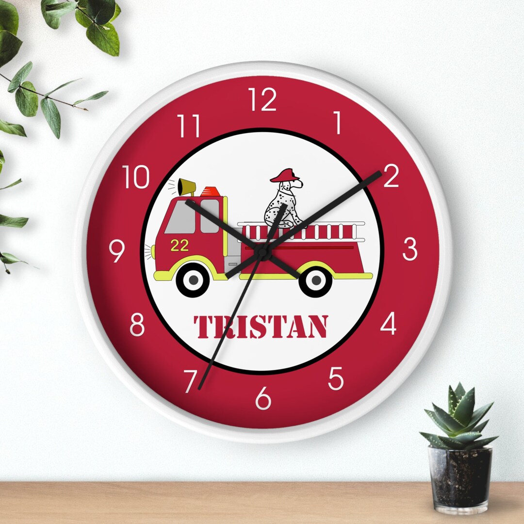 Fire Engine Firefighter Firetruck Boys Room Wall Clock, Firetruck ...