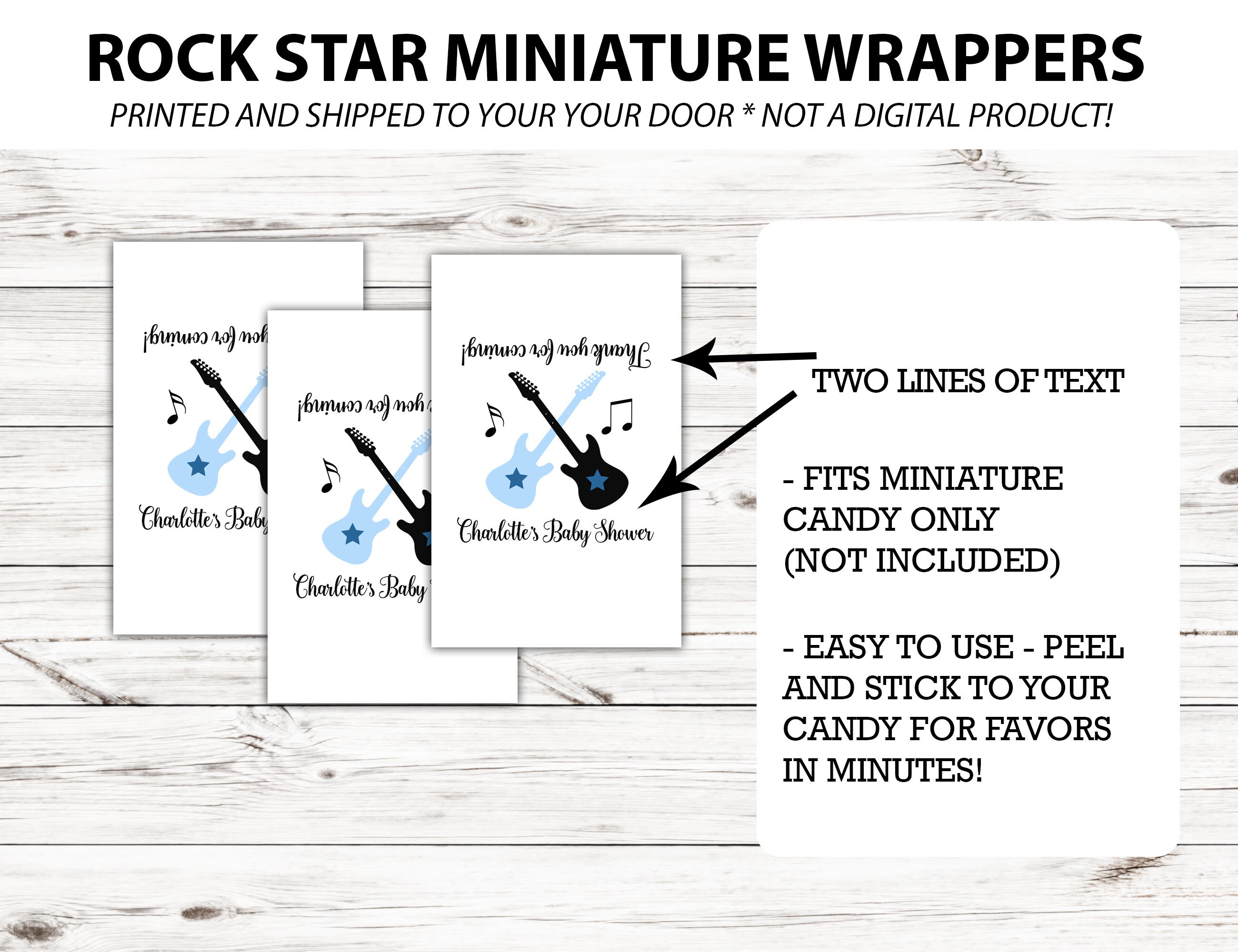 Guitar Rock N Roll Rock a Bye Rock Star Theme Baby Shower Mini-bars ...
