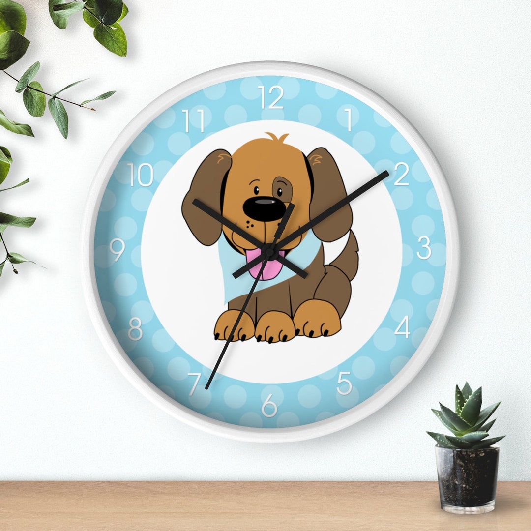 Puppy Dog Wall Clock, Cute Puppy Boy or Girl Nursery, Veterinarian ...