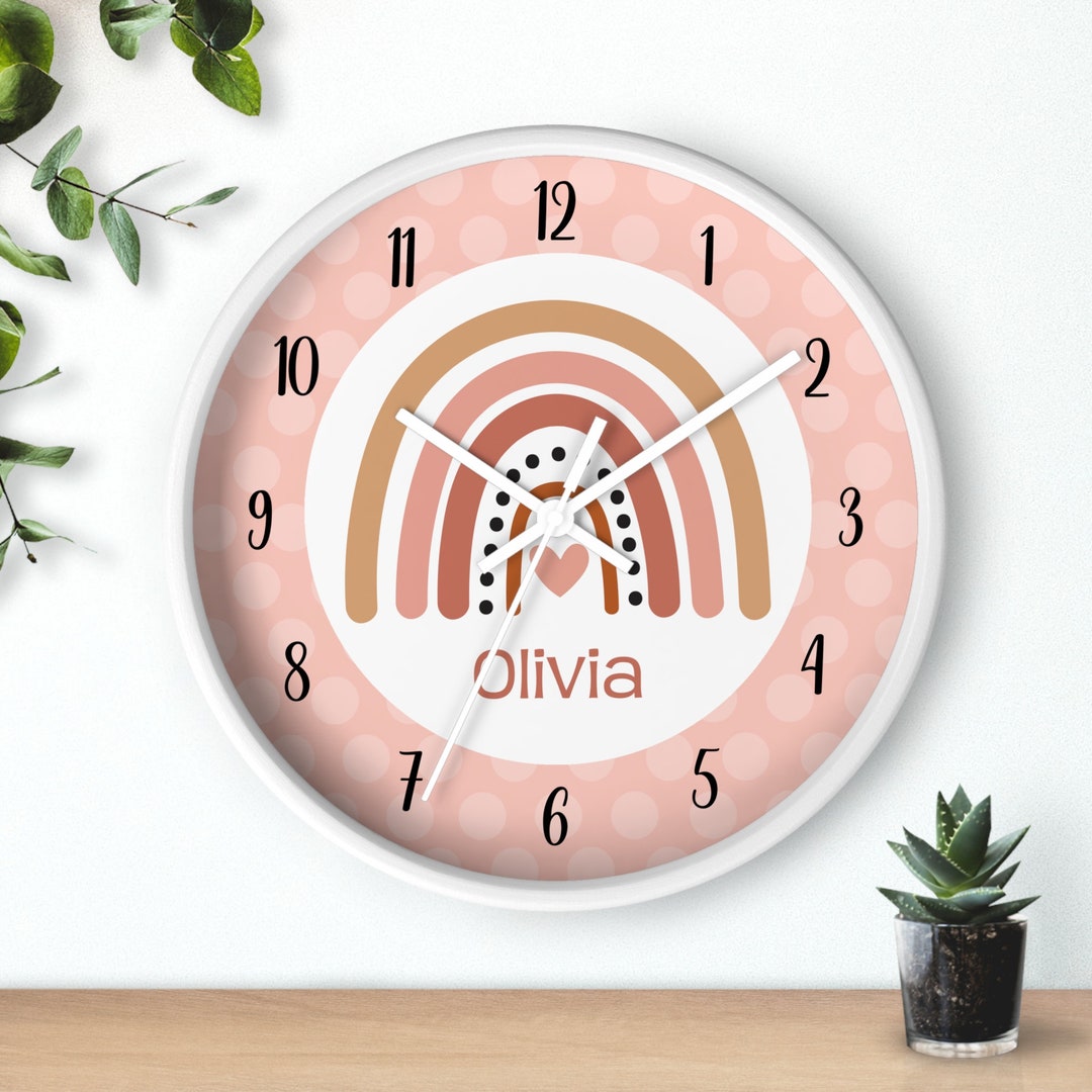 Boho Rainbow Wall Clock, Muted Rainbow Colors, Teacher Clock, Be Kind ...