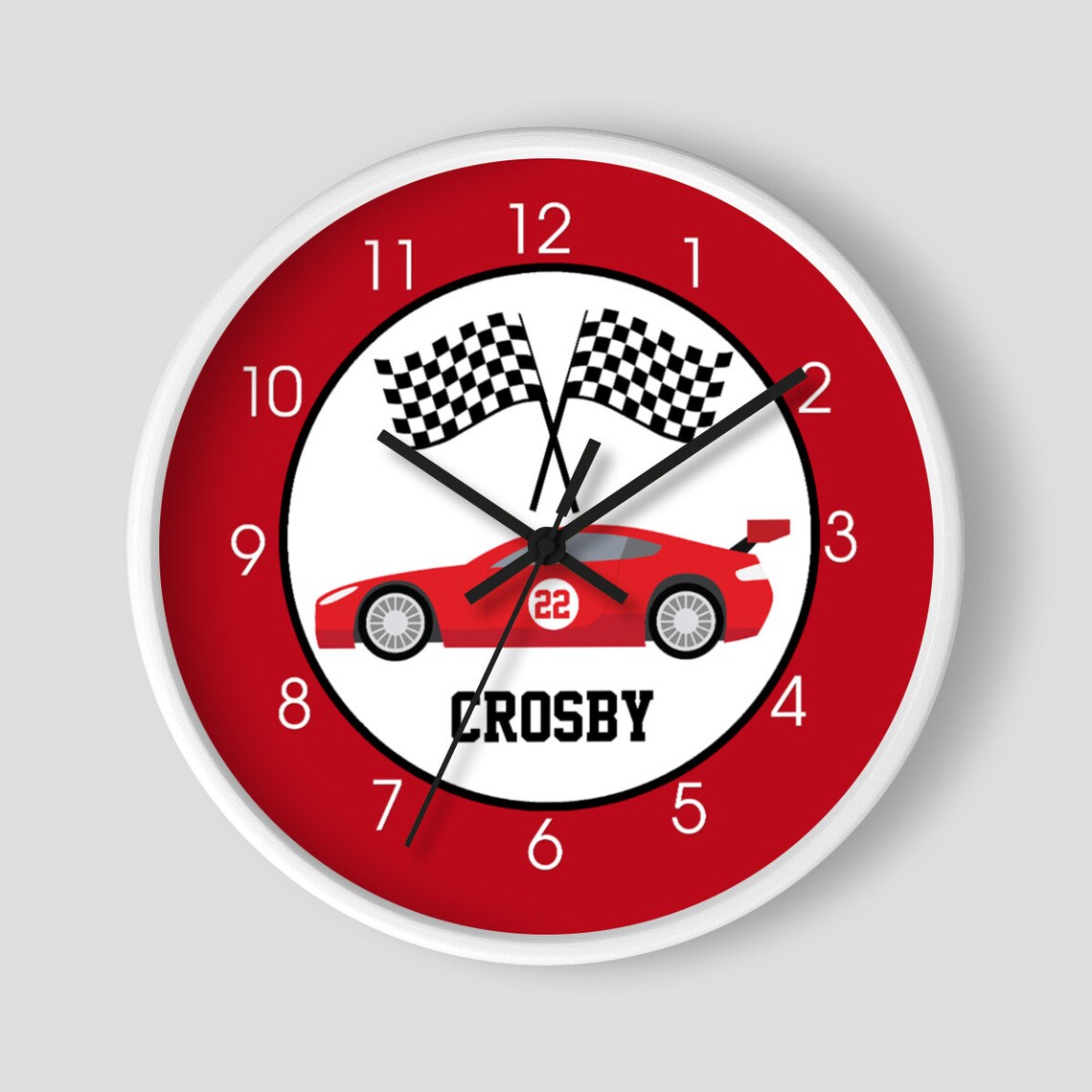 Red Racecar Boys Room Toddler Wall Clock / Race Track Cars Boy | Etsy
