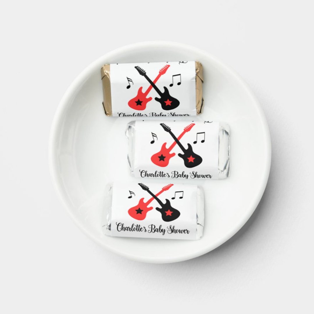Red Guitar Rock N Roll Rock a Bye Rock Star Theme Baby Shower Mini-bars ...