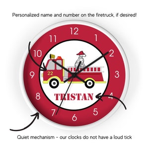 Fire Engine Firefighter Firetruck Boys Room Wall Clock, Firetruck ...