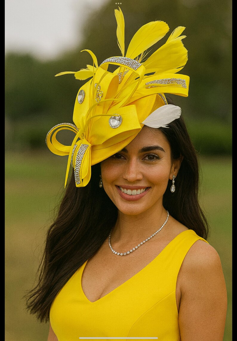 Yellow Fascinator. One of a Kind – Designer – Kentucky Derby, Wedding ...