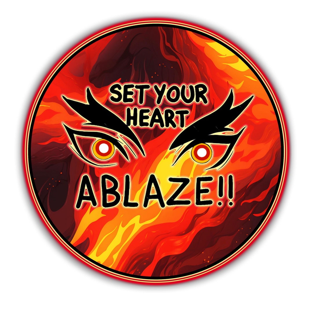 Set Your Heart Ablaze Rengoku Slayer Holographic Circle Sticker Anime ...