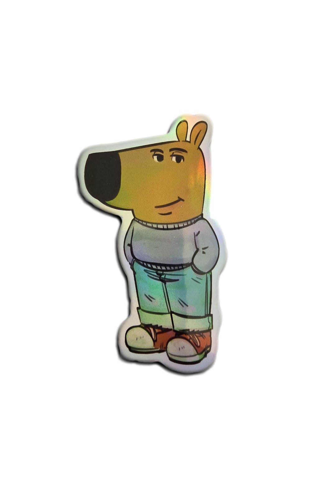 Holographic Just a Chill Guy Meme Sticker, Personal Space Laptop or ...
