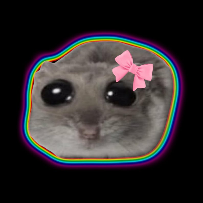 Sad Hamster Meme Hampter Girl Holographic Sticker - Etsy