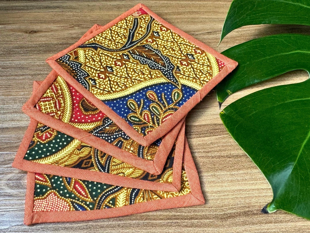 Batik Coasters, Floral Batik Coasters Set of 2, Set of 4, Set of 6 - Etsy