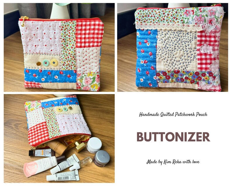Handmade Quilted Patchwork Zippered Pouch - Etsy