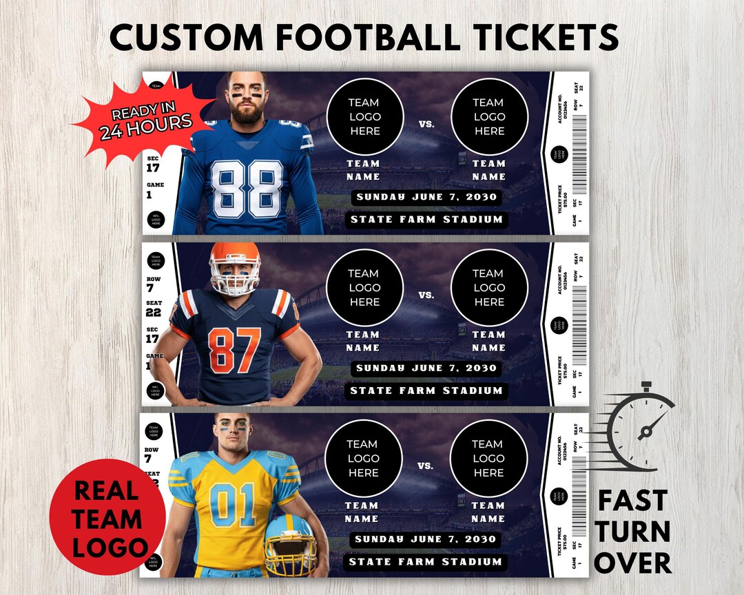 Custom Football Ticket Template, Football Ticket, Football Ticket ...