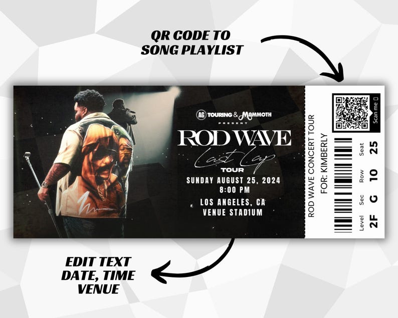 Personalized Rod Wave Last Lap Tour Concert Ticket, Concert Ticket ...