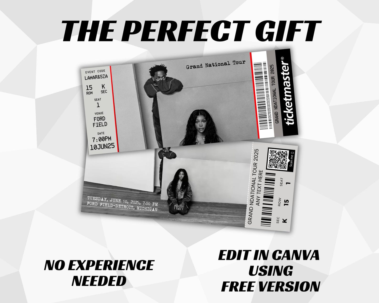 Personalized Kendrick Lamar SZA Grand National Tour Concert Ticket ...