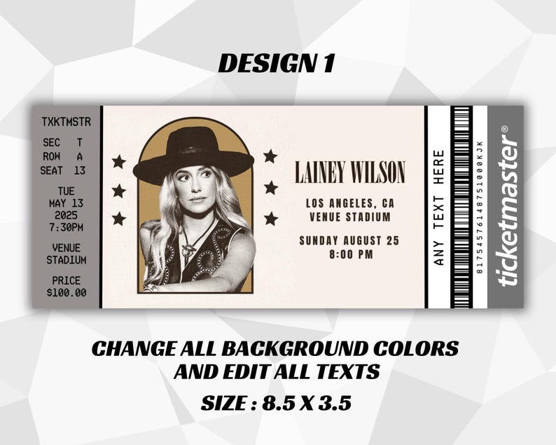 Editable Concert Ticket, Country's Cool Again Tour 2024, Memorabilia ...