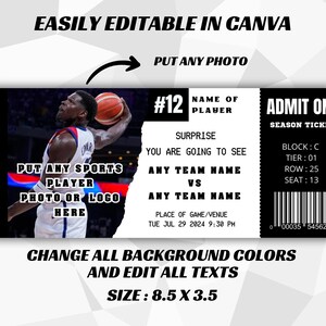 Editable Surprise Basketball Game Ticket, Printable Sport Surprise ...