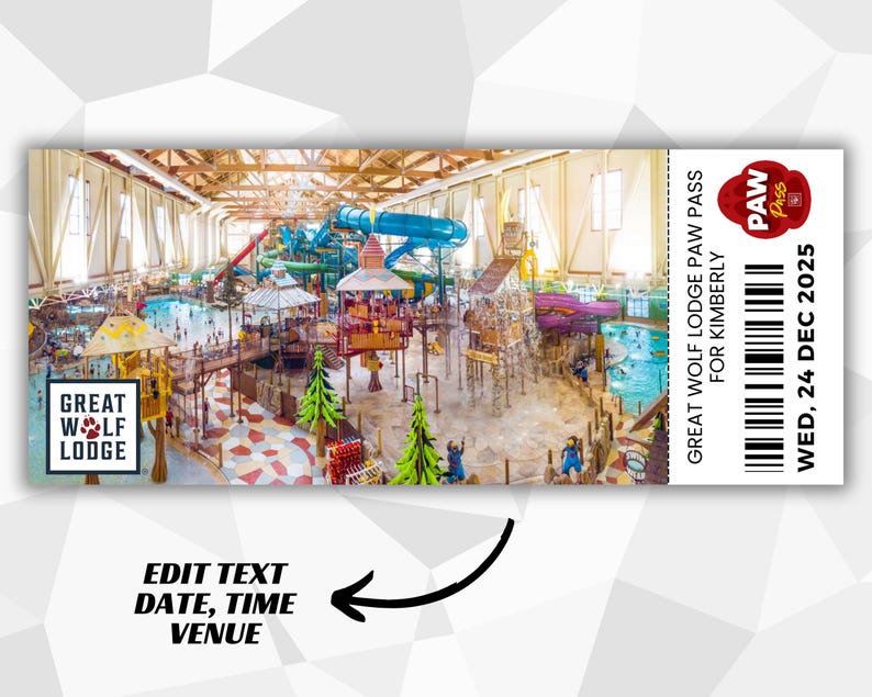 Great Wolf Lodge Ticket, Great Wolf Lodge Printable Ticket Template ...