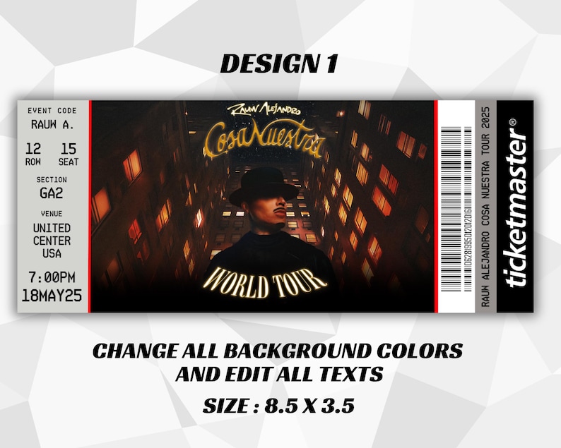 Personalized Rauw Alejandro Cosa Nuestra Tour Concert Ticket ...